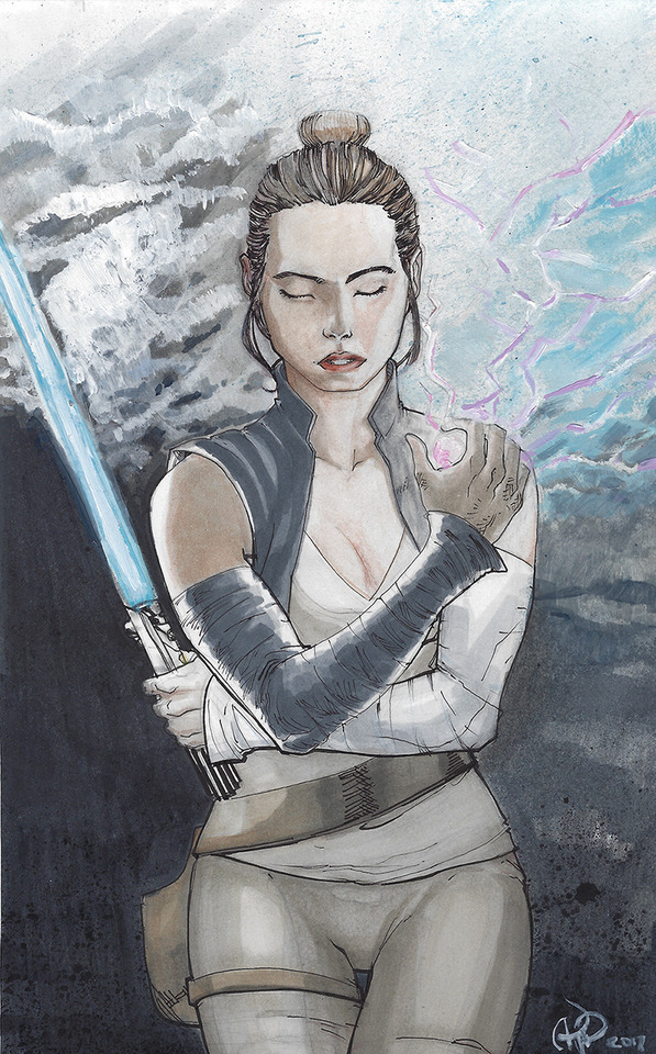 Art Of A Palmer — A Rey Star Wars Pinup Mixed Media Balance Its