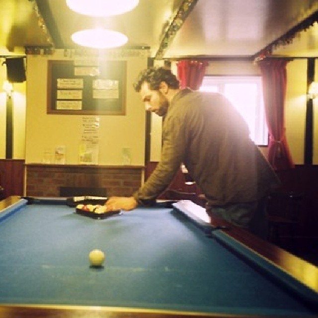 Elven Witch Luthien Bono — Candid Shot Of Aidan Playing Pool Aidan Is