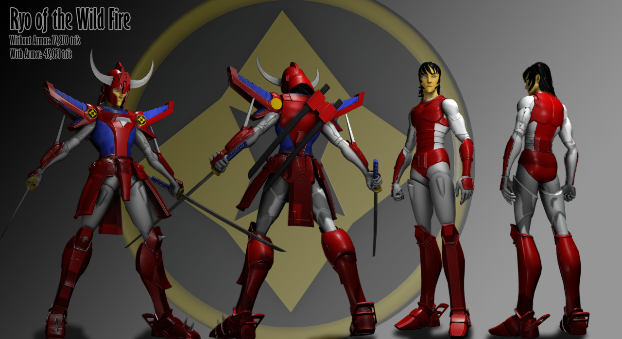 Sketches And 3d Models — Final Layout For This Ronin Warriors Fan Art