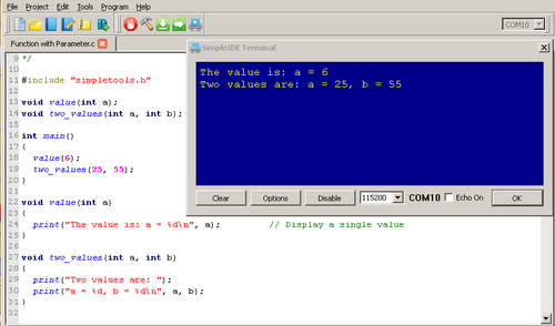 Functions With Parameters In C On The Parallax